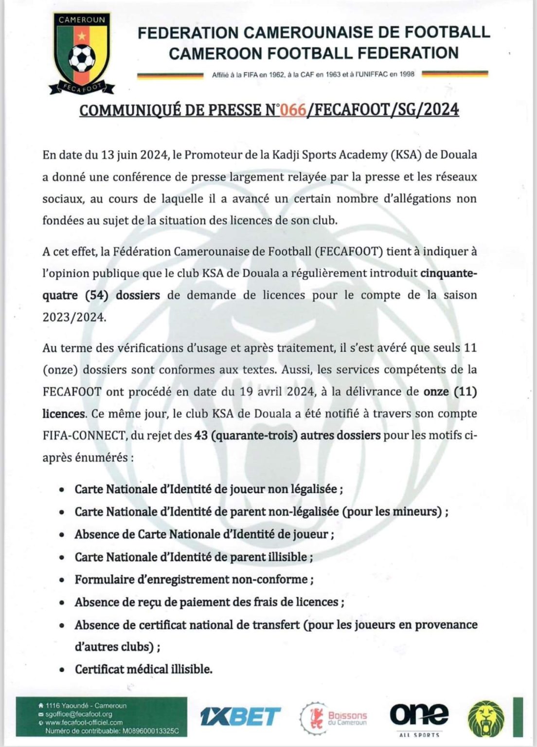 La Fécafoot répond à Gilbert Kadji – Kamerfoot